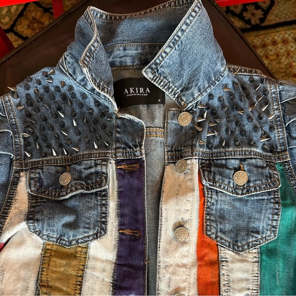 AKIRA | Jackets & Coats | Akira Denim Jacket Sz Md Handpainted ...